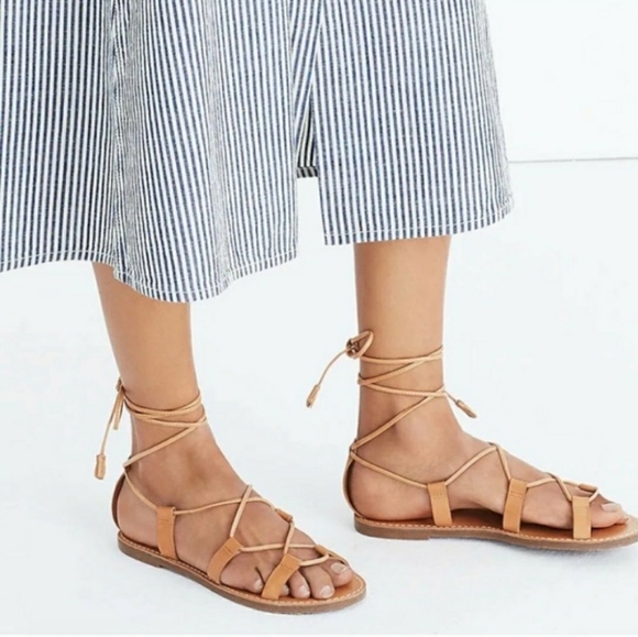 Madewell | Shoes | Madewell Boardwalk Lace Up Gladiators Flat Sandals ...